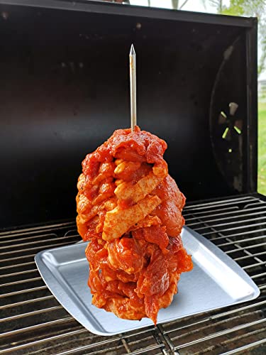 Al Pastor Skewer for Grill-Roasting Rack Stainless Steel Vertical Skewer Stand for Tacos Al Pastor, Shawarma, Kebabs, with 2 Size Skewers(8β &12β) for Smoker, Kamado Grill, Oven