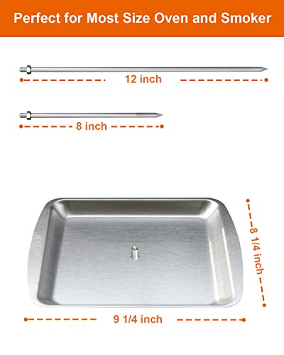Al Pastor Skewer for Grill-Roasting Rack Stainless Steel Vertical Skewer Stand for Tacos Al Pastor, Shawarma, Kebabs, with 2 Size Skewers(8β &12β) for Smoker, Kamado Grill, Oven