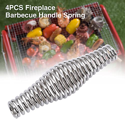 SYCOOVEN 4pcs BBQ Heavy Duty Cool Touch Stove Spring Handle Grip, Stainless Steel Grill Smoker Pits and Wood Stove Firebox Door Handle(Silver)