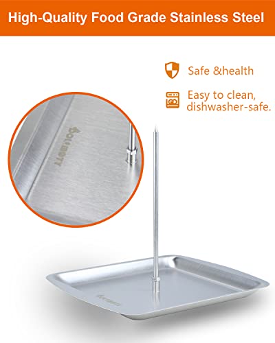 Al Pastor Skewer for Grill-Roasting Rack Stainless Steel Vertical Skewer Stand for Tacos Al Pastor, Shawarma, Kebabs, with 2 Size Skewers(8β &12β) for Smoker, Kamado Grill, Oven