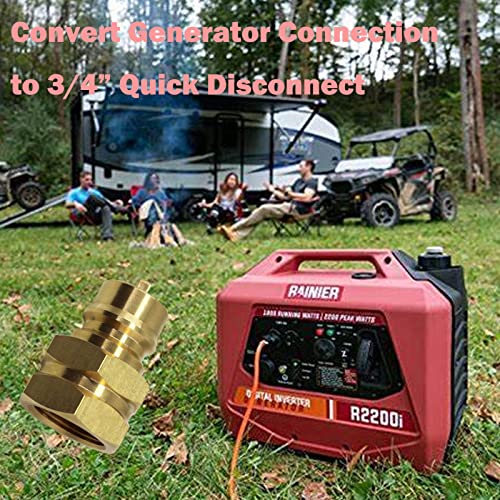 MENSI 3/4" Brass Female Quick Connect Plug Fittings Fits Duel Fuel Generator Regulator Exits Connector Convert to Connect Natural Quick Connect Hose