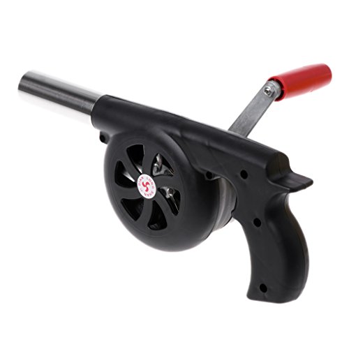 Esweny Outdoor Cooking BBQ Fan Air Blower,Mini Hand Crank Fan Air Blower Grill Picnic Camping Stove Accessories for Barbecue Fire Bellows Hand Crank Tool (Black)