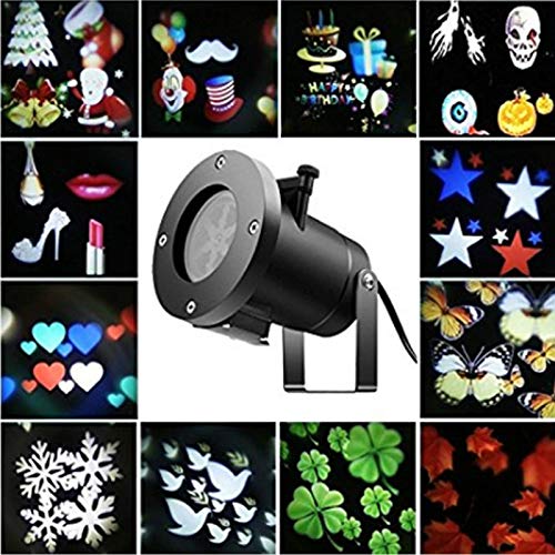 Christmas Moving Snowflake Projector Light, 12 Patterns Plug-in Card Lawn Lamp ,Party LED Projection Light Outdoor IP65 Holiday Decoration Light for Christmas, Halloween, Valentine's Day