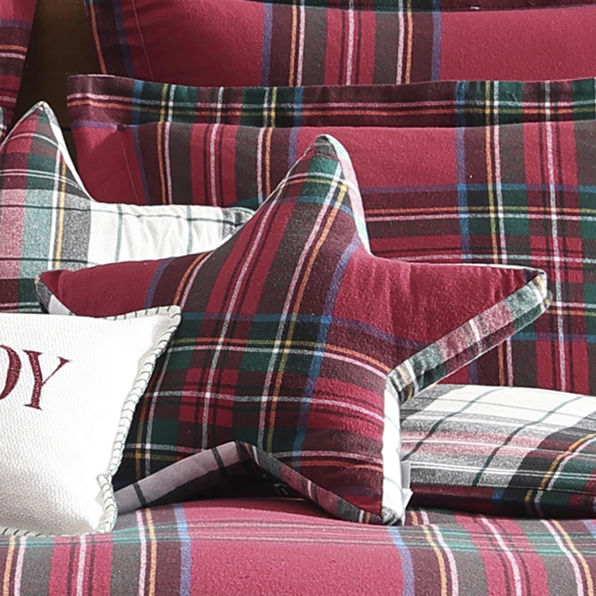 Levtex Home - Spencer Plaid - Decorative Pillow (18 x 19in.) - Star Shape - Red, White, Charcoal