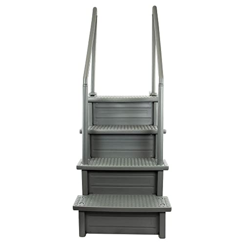 Aqua Select Above Ground Anti-Slip Pool Steps to Deck | Safety Swimming Pool Ladder | Designed for Above Ground Swimming Pools | Holds Up to 350 Pounds | Grey