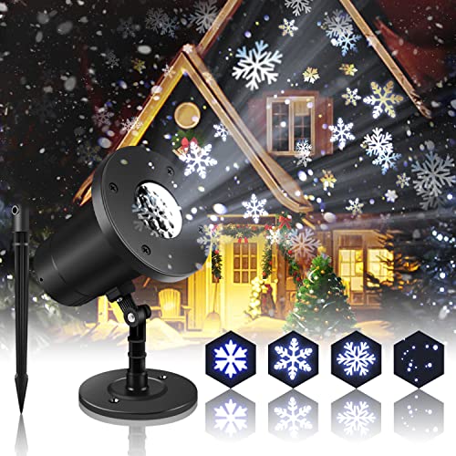 INNENS Snowflake Projector Lights, Christmas Lights Projector Outdoor Indoor Waterproof for Christmas Decorations, LED Snowfall Holiday Projector for Christmas Wedding Party, Gifts for Women Men