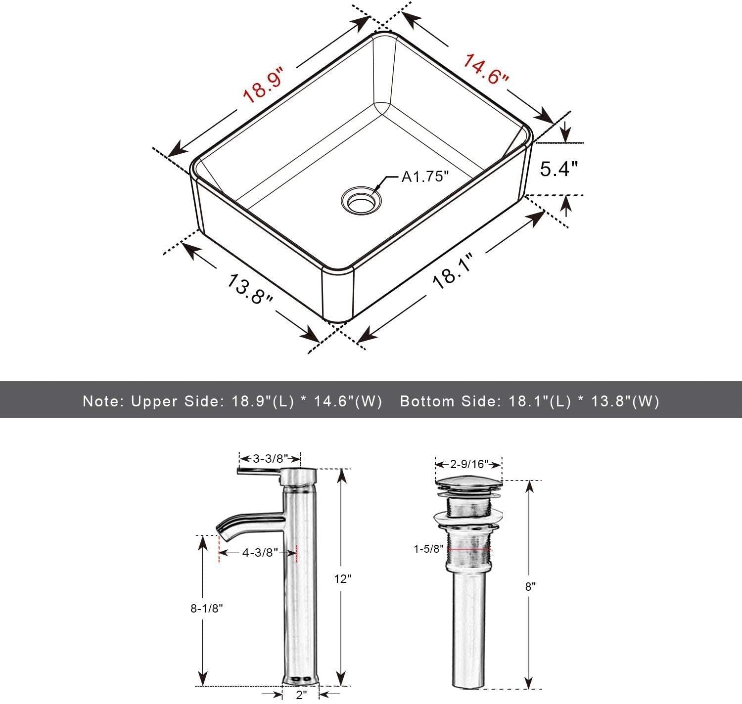 eclife 48" Modern Bathroom Vanity Sink Combo White W/Small Side Cabinets White Rectangle Ceramic Vessel Sink & Water Save Faucet & Pop Up Drain (T03)
