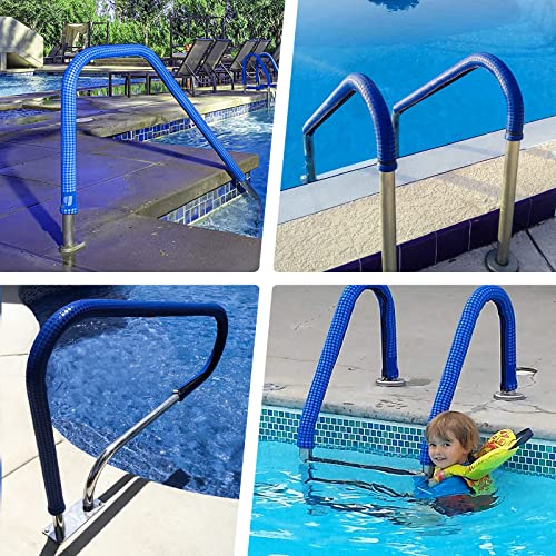Pool Railing Handrail Cover 4 Feet Durable Zippered Designed Neoprene Hand Grip Rail Slip Cover for Inground Swimming Pool Ladder Handles,(Royal Blue)