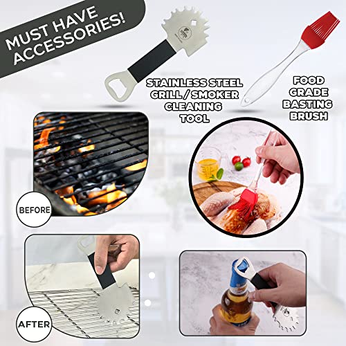 Grillin Pros Advanced Meat Injector Kit for Smoking & Grilling, Stainless Steel Large 2 Oz Syringe + Measuring Window for Cooking BBQ, Brisket, Turkey - Inject Marinade or Seasoning for Tender Flavor