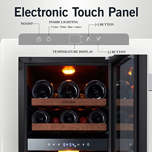 Ca'Lefort 30 Inch Wine Fridge, Wine Cooler Dual Zone Side by Side Under Counter Wine Cooler Refrigerator with Touch Panel 40°F-65°F for Champagne Wine, Holds 56 Bottles (Package of two 15")