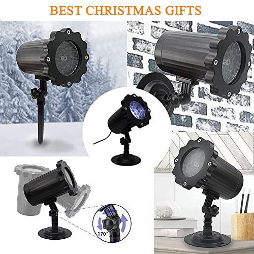 Christmas Projector Lights Outdoor, Christmas Rotating LED Snowfall Lamp with Remote Control, Outdoor Waterproof Xmas Binocular Rotating Snowflake Projector Lights for Christmas Holidays