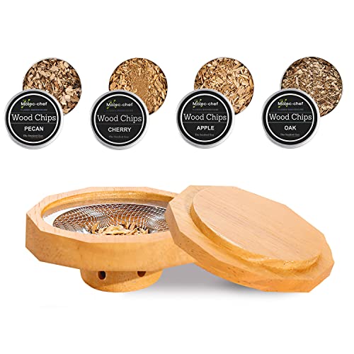 Cocktail Smoker with Wood Shavings Old Fashioned Cold Smoker for Cocktail, Whiskey, Wine, Bourbon , Cheese, Meat and More, Cocktail Smoking Kit Wood Chips Father's Day Gift
