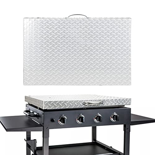 Blackstone Griddle Accessories 28 inch Blackstone Griddle Cover, ProFire 28β Griddle Grill Lid Hard Cover Waterproof Aluminum with Stainless Steel Handle Diamond Plate Front or Rear Grease Griddle