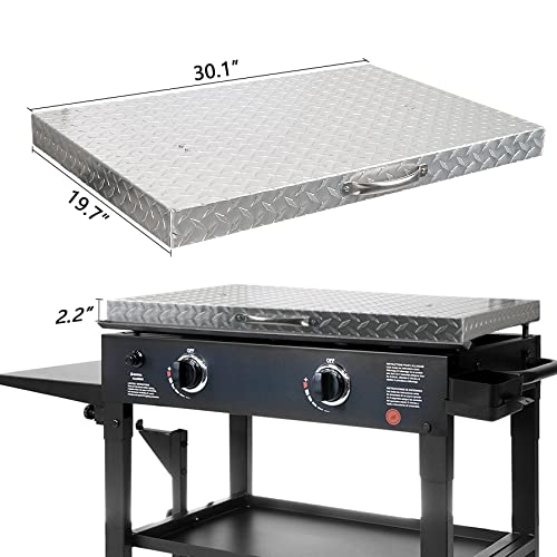 Blackstone Griddle Accessories 28 inch Blackstone Griddle Cover, ProFire 28β Griddle Grill Lid Hard Cover Waterproof Aluminum with Stainless Steel Handle Diamond Plate Front or Rear Grease Griddle