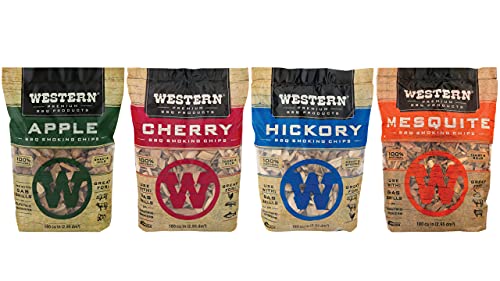 MIJIG Western BBQ Premium Wood Smoking Chips Variety (Pack of 4) Bundled with ProGrilla Smoker Box
