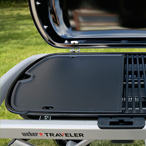 Hisencn Cast Iron Grill Griddle for Weber Traveler Portable Gas Grill, Cooking Griddle for Weber Traveler 9010001 Outdoor BBQ Grill Replacement Part, Black