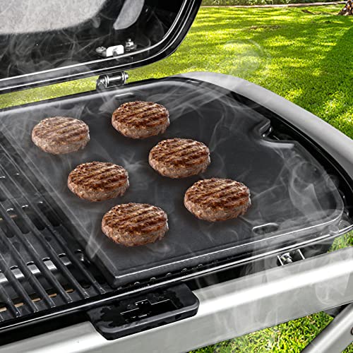 Hisencn Cast Iron Grill Griddle for Weber Traveler Portable Gas Grill, Cooking Griddle for Weber Traveler 9010001 Outdoor BBQ Grill Replacement Part, Black