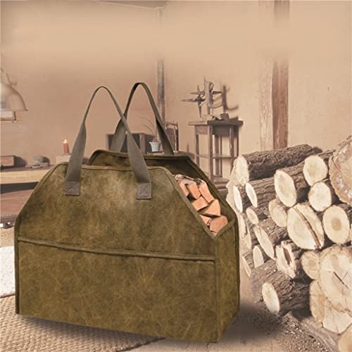 TWDYC Durable Firewood Tote Fireplace Wood Transport Bag Multi-Function Log Storage Holder Carrier Canvas Firewood Bag