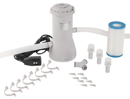 TonGass Above Ground 1000 GPH Pool Filter Pump - with Air Release Valve - Uses Type A or C Filter Cartridge - All-in-One Pool Filter Pump and Accessories