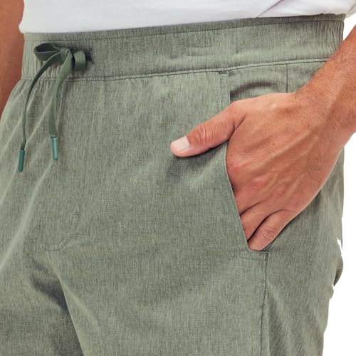 Eddie Bauer Men's Woven Tech Pull On Stretch Training Athletic Shorts, Quick Dry Lightweight Workout Running Shorts with Pockets - Duck Green XL