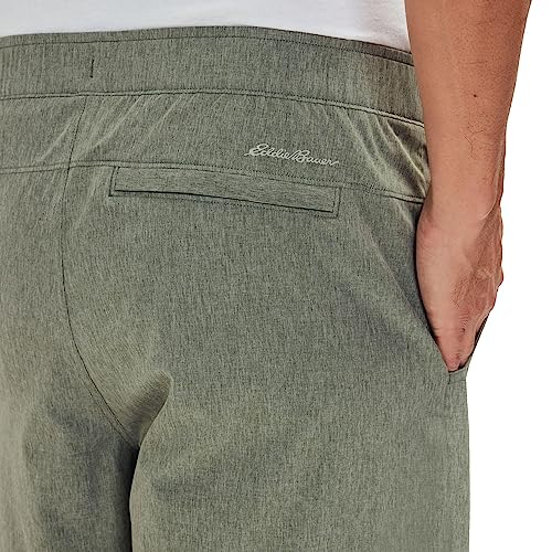 Eddie Bauer Men's Woven Tech Pull On Stretch Training Athletic Shorts, Quick Dry Lightweight Workout Running Shorts with Pockets - Duck Green XL