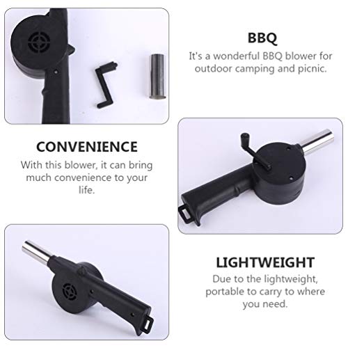 Hemoton 2pcs Bbq Air Blower Fast Fire Starter Manual Air Blower Hand Crank Bbq Fan Outdoor Camping Grills Accessories Tools