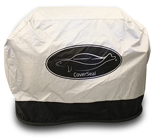 CoverSeal Large Grill BBQ Cover - Weather Resistant Apron for a 4-5 Burner Barbecue with Side Trays - Compact Seal from Ground Up - Silver - 69 Inches L x 24in W x 48in H'
