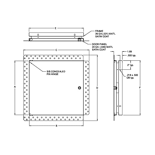 DW-5040 Acudor 12 x 12 Flush Access Panel with Drywall Bead Flange