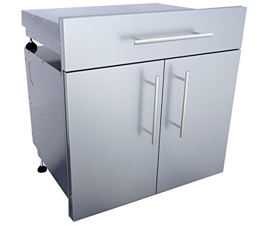 SUNSTONE DE-DDP30 Designer Series Raised Style Double Door Dry Storage Pantry, 30", Stainless Steel
