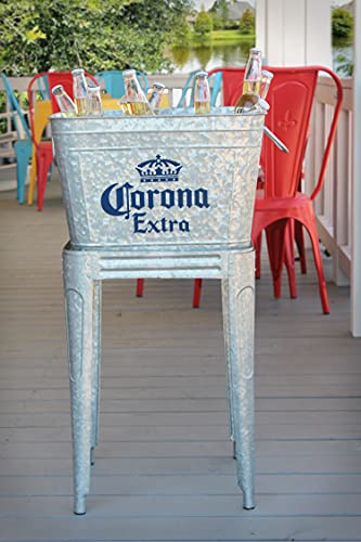 Leigh Country Corona MC 47940 Galvanized Steel 42 Qt. Extra Tub with Stand, Silver