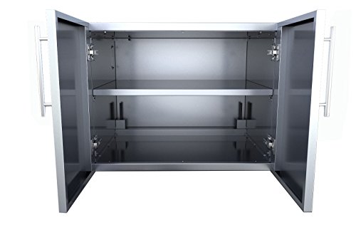 SUNSTONE DE-DDP30 Designer Series Raised Style Double Door Dry Storage Pantry, 30", Stainless Steel