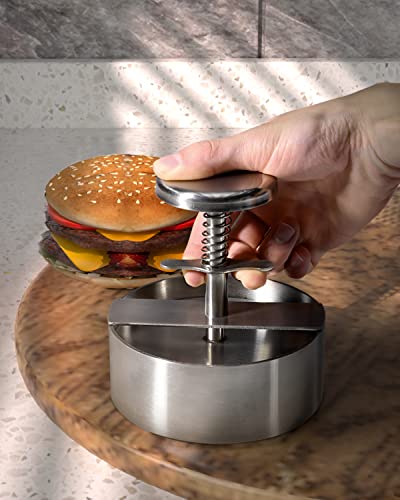 Baffect Burger Press, Adjustable Stainless Steel Burger Maker, Non-stick Patty Mold for Homemade Hamburger (Diameter 11 cm / 4.33 inches)