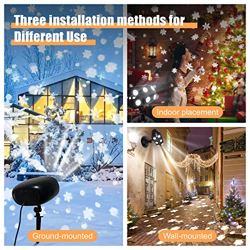 Christmas Snowfall LED Projector Lights, 2022 Upgrade Holiday Snow Projector, Snowflake Projection Lamp with Remote Control for Xmas Party Wedding and Garden Indoor Decor