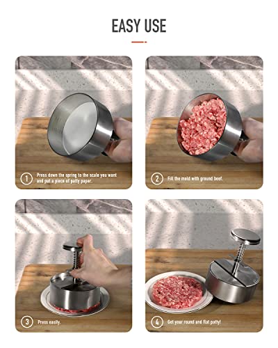 Baffect Burger Press, Adjustable Stainless Steel Burger Maker, Non-stick Patty Mold for Homemade Hamburger (Diameter 11 cm / 4.33 inches)