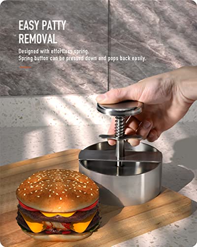 Baffect Burger Press, Adjustable Stainless Steel Burger Maker, Non-stick Patty Mold for Homemade Hamburger (Diameter 11 cm / 4.33 inches)