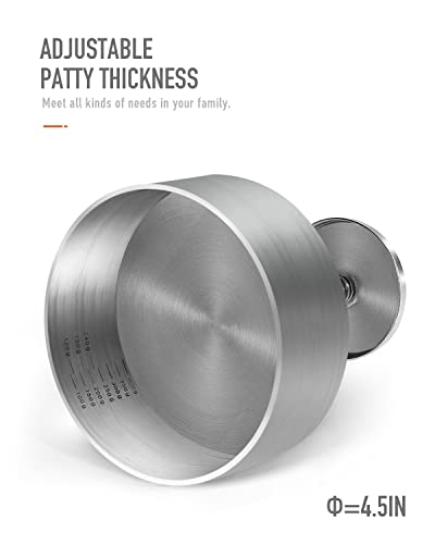 Baffect Burger Press, Adjustable Stainless Steel Burger Maker, Non-stick Patty Mold for Homemade Hamburger (Diameter 11 cm / 4.33 inches)