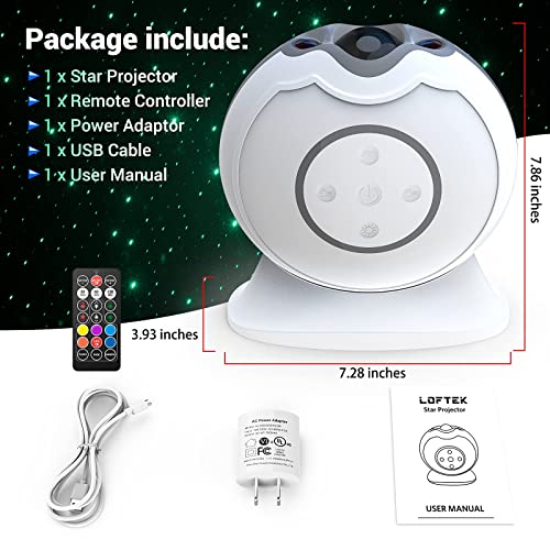 LOFTEK Galaxy Projector Star Projector, 360° Adjustable Night Light Projector with Remote Control&Timer, Rechargeable LED Starry Light Projector for Kids Bedroom Decor, Adult Home Theater, Ceiling
