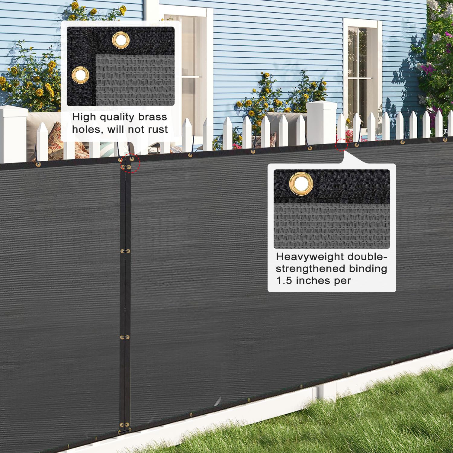 Sunocity Privacy Screen Fence, 3ft x 10ft Heavy Duty 90% Blockage 170 GSM Fencing Mesh Net Cover for Backyard Garden Yard Outdoor Wall 40 Cable Zip Ties Included Grey