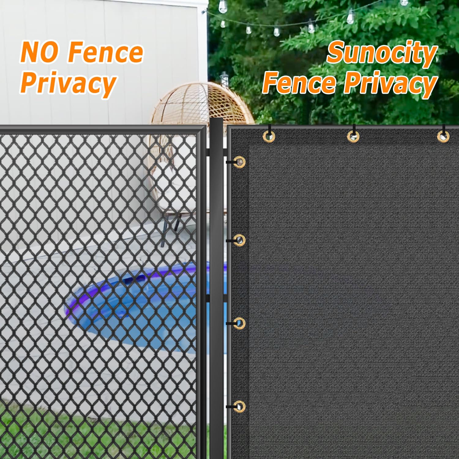 Sunocity Privacy Screen Fence, 3ft x 10ft Heavy Duty 90% Blockage 170 GSM Fencing Mesh Net Cover for Backyard Garden Yard Outdoor Wall 40 Cable Zip Ties Included Grey