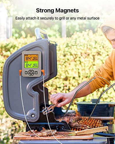 NEXMEE Bluetooth Grill Thermometer, Digital Wireless BBQ Meat Thermometer, Grill Thermometer with 2 Probes, Roast Thermometer with Magnet for Kitchen, Oven, Grill, Steak