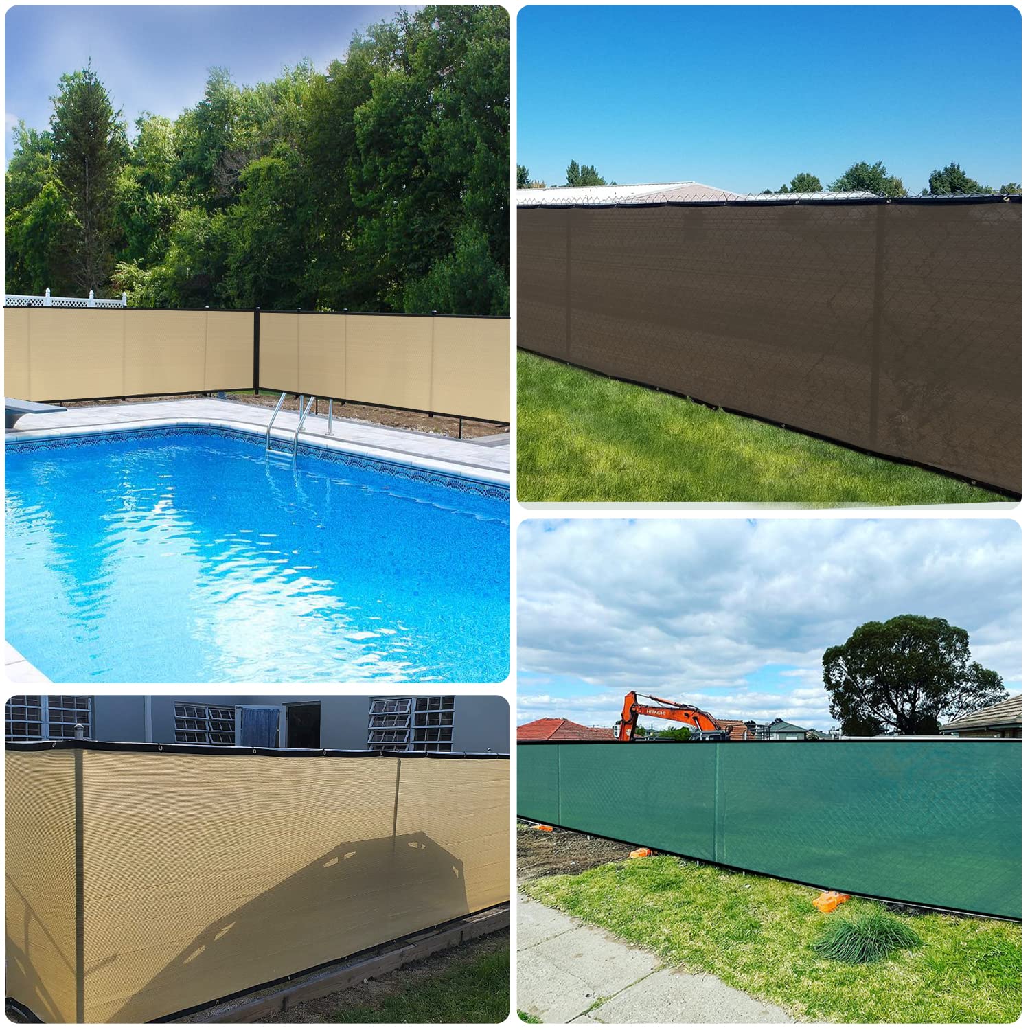 Sunocity Privacy Screen Fence, 3ft x 10ft Heavy Duty 90% Blockage 170 GSM Fencing Mesh Net Cover for Backyard Garden Yard Outdoor Wall 40 Cable Zip Ties Included Grey