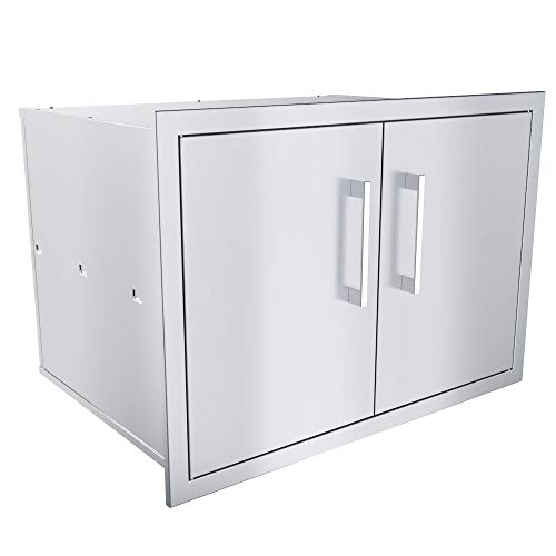 SUNSTONE BA-DSH30 Beveled Frame 30-Inch Stainless Steel Weather Sealed Dry Storage Pantry