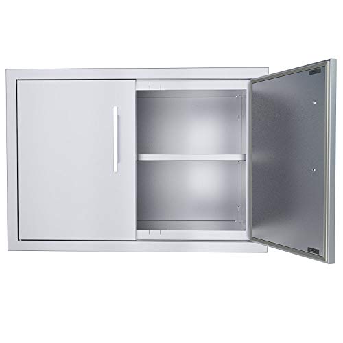 SUNSTONE BA-DSH30 Beveled Frame 30-Inch Stainless Steel Weather Sealed Dry Storage Pantry