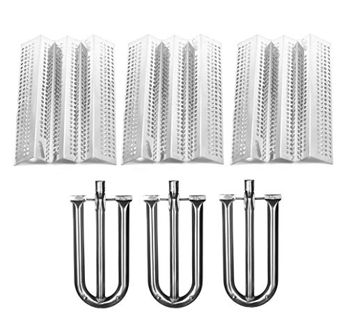 Replace parts 3-Pack Stainless Steel Heat Plate and 3-Pack Stainless Steel Burner,Replacement for American Outdoor Grill Gas Grills 24NB, 24NG, 24NP, 24PC, 36NB, 36PC