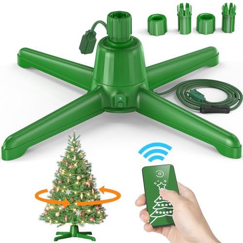DG-Direct Rotating Christmas Tree Stand with Remote Control, Stable 360 Revolving Tree Base Stand, Up to 9ft and 120 lb. Adjustable Christmas Tree Holder for Xmas Tree, Artificial Tree (Green)