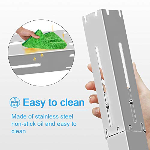 BBQ funland Universal Adjustable Stainless Steel Heat Plate Shield, Heat Tent, Flavorizer Bar, Burner Cover, Flame Tamer Replacement for Gas Grill,Extends from 11.75" up to 21" L (5-Pack)