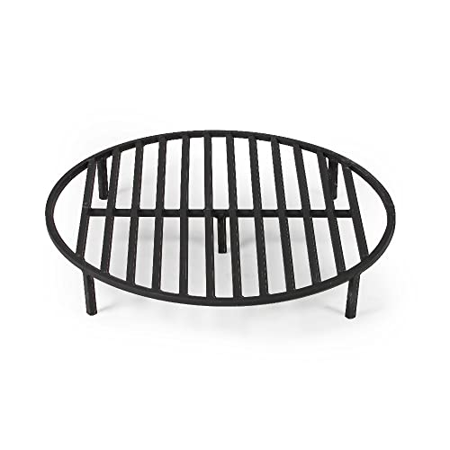 TITAN GREAT OUTDOORS Round 28.5in Fire Pit Grate, Heavy Duty 1/2in Steel Elevated Log Wood Pit Grate, Burning Fireplace and Firepits