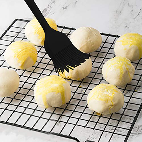 KUFUNG Silicon Basting Brushes, Heat Resistant Pastry Brushes, Spread Oil Butter Sauce Marinades for BBQ Grill Barbeque & Kitchen Baking, Cooking (M, Black)