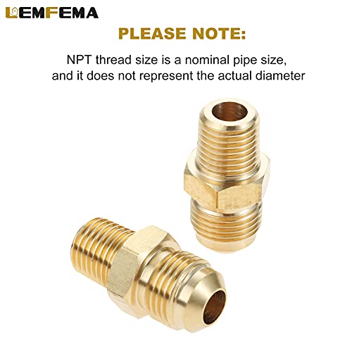 Lemfema 2 Pcs 3/8" Male Flare x 1/4" Male NPT Thread Coupling Fittings Propane Adapter for BBQ, Coupler Pipe Flare Connector Gas Adapter