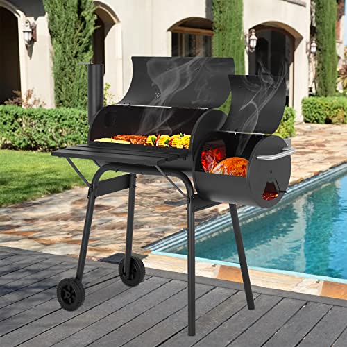 43ββ Charcoal Grills Outdoor BBQ Grill Camping Grill American Braised Roast Portable Grill Offset Smoker for 6-10 People Patio Backyard Camping Picnic BBQ